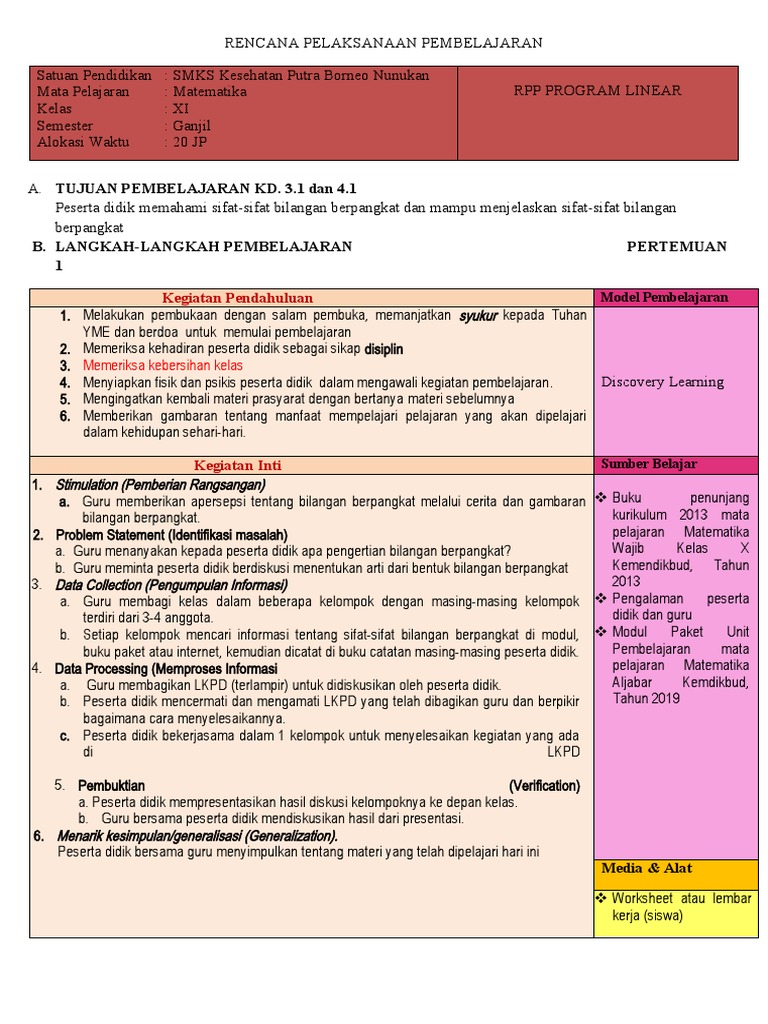 RPP Bilangan Berpangkat | PDF