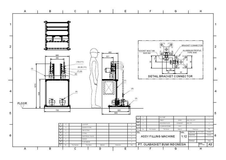 Filling Machine Assembly Drawing | PDF | Machines | Mechanical Engineering