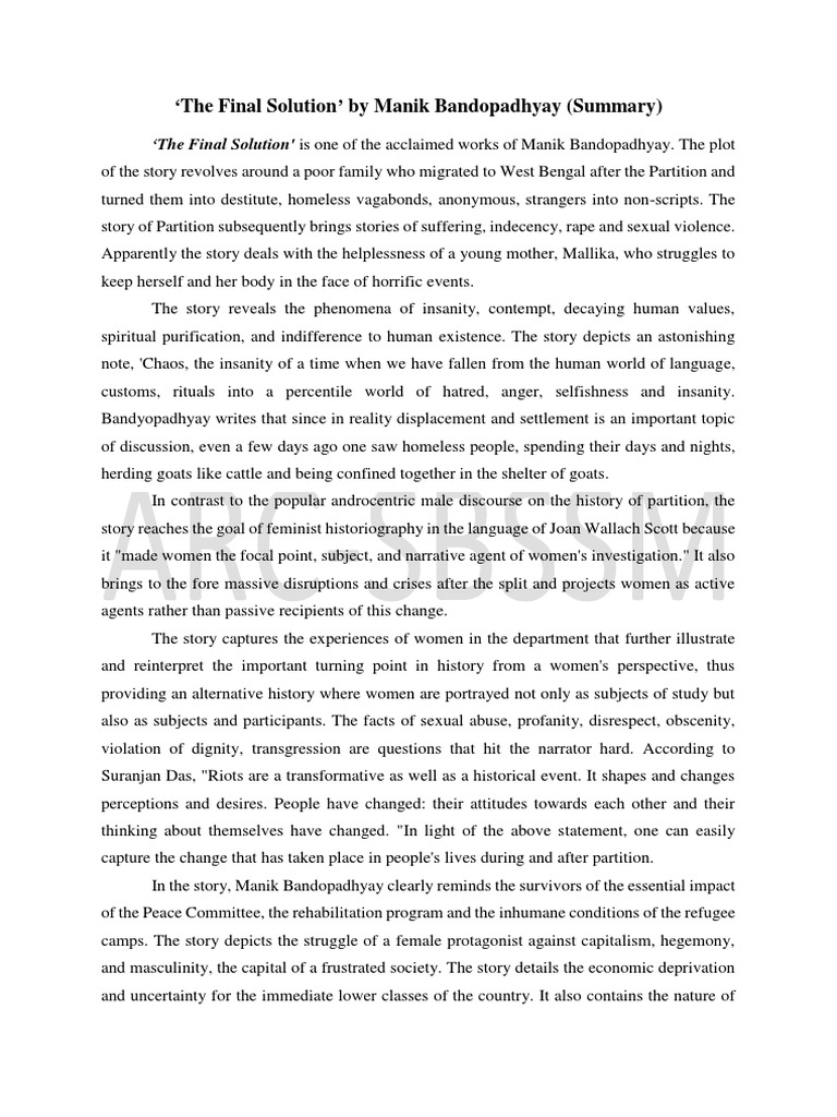 The Final Solution Summary Pdf Gender Gender Studies