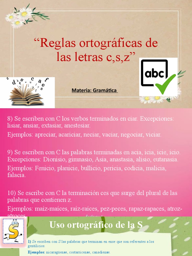 Reglas Ortograficas C, S, Z | PDF | Gramática | Lingüística