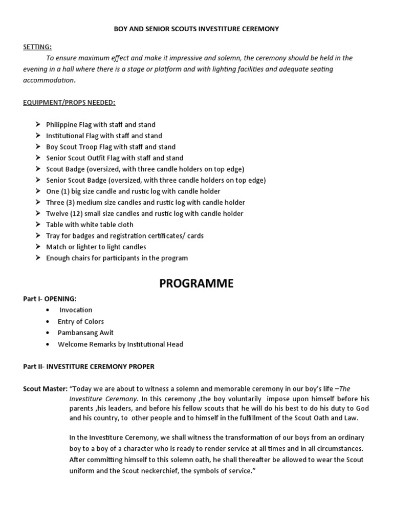 A Ceremony of Commitment: The Boy and Senior Scouts Investiture ...