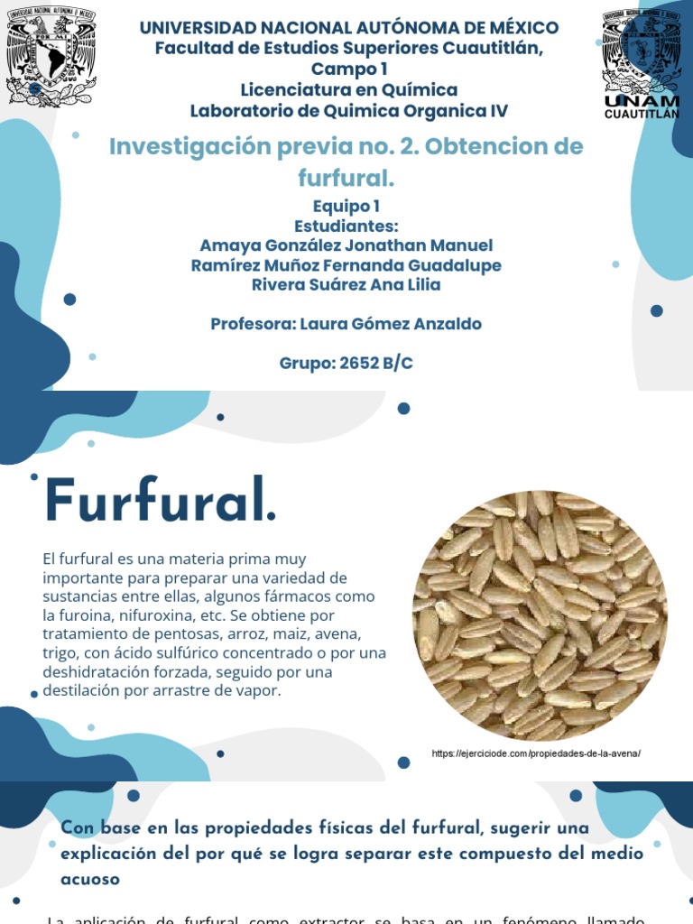furfural | PDF | Ácido | Reacciones químicas