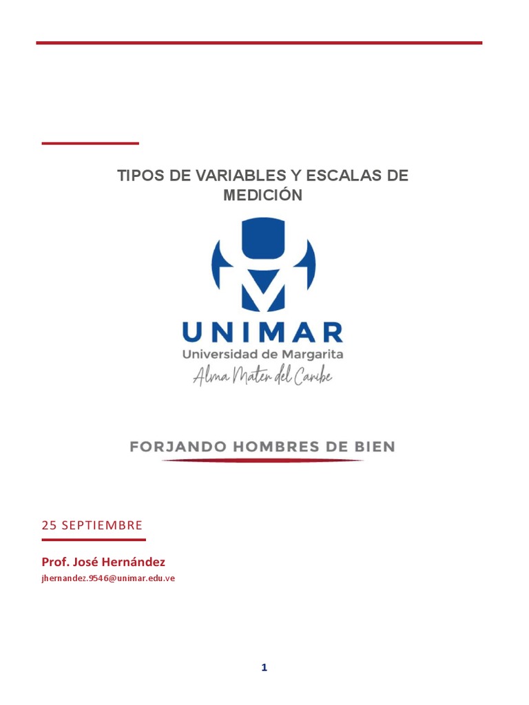 Variables y Escalas de Medición | PDF | Nivel de medida | Estadísticas