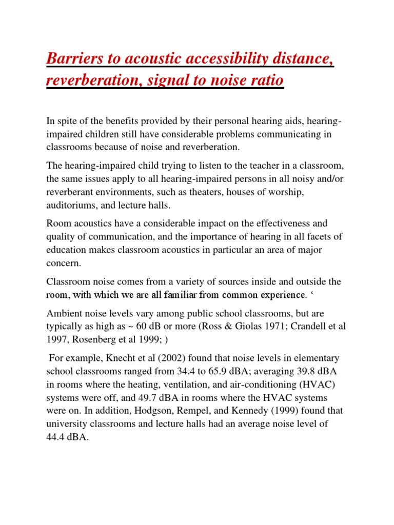 G) Barriers To Acoustic Accessibility | Download Free PDF | Signal To Noise Ratio | Noise