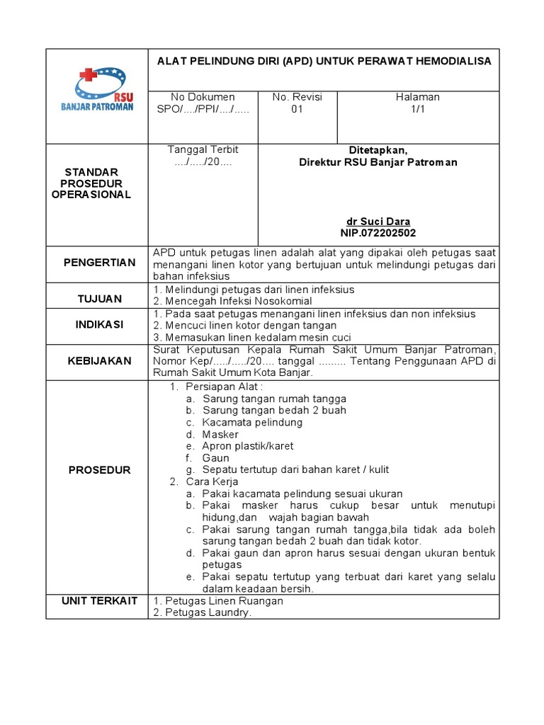 APD untuk Perawat Hemodialisa: Panduan Lengkap | PDF