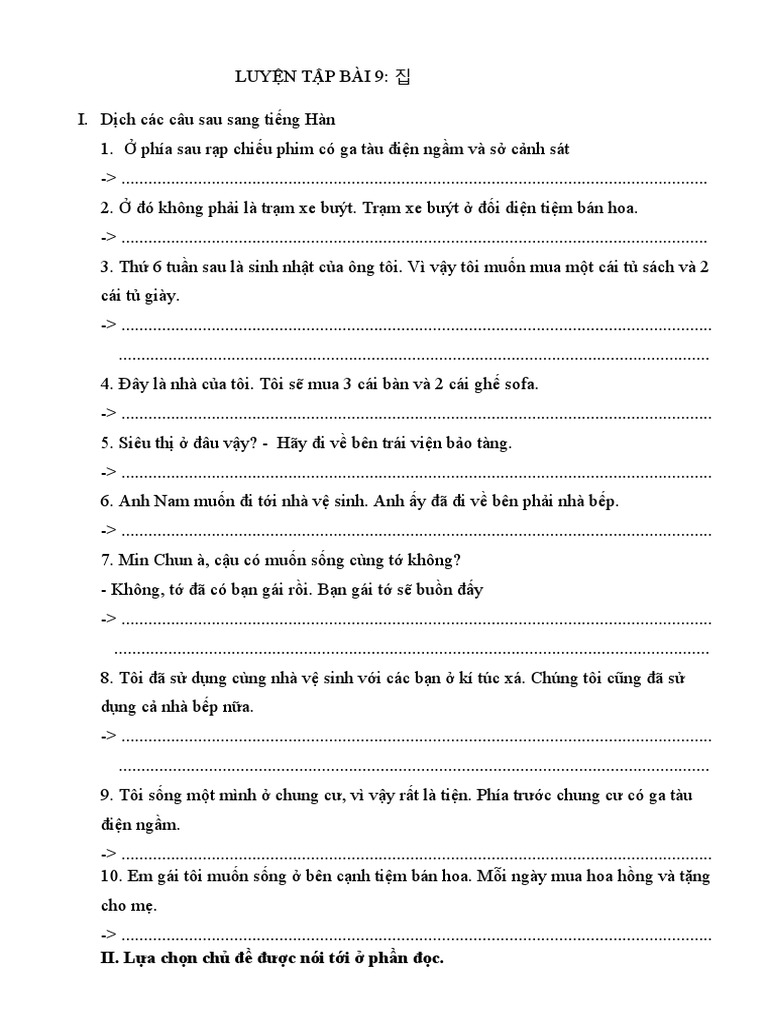 LUYỆN TẬP BÀI 9 | PDF