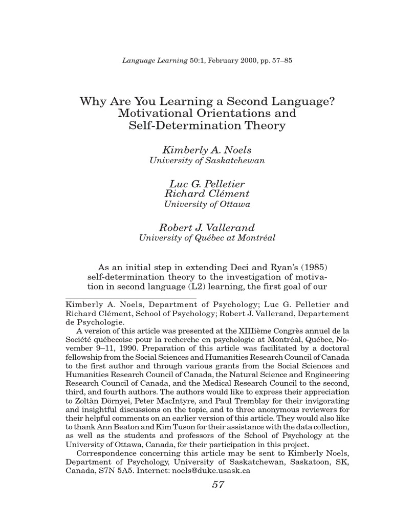 Why Are You Learning? Motivations for Second Language Acquisition | PDF ...