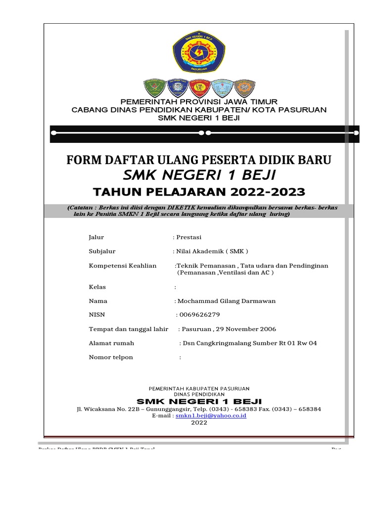 Surat Pernyataan Dan Bio Data PPDB 2022 | PDF