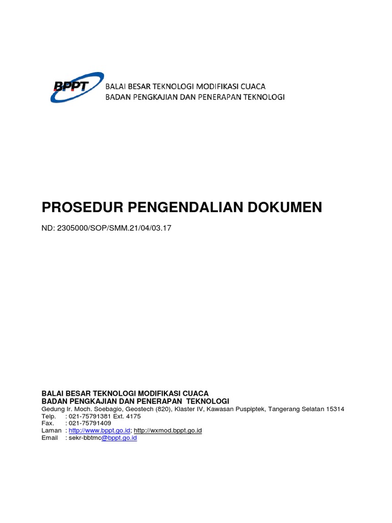 Prosedur Pengendalian Dokumen ISO 9001 | PDF