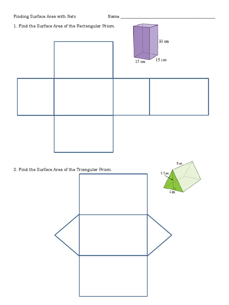 Finding Surface Area With Nets CN and H | PDF