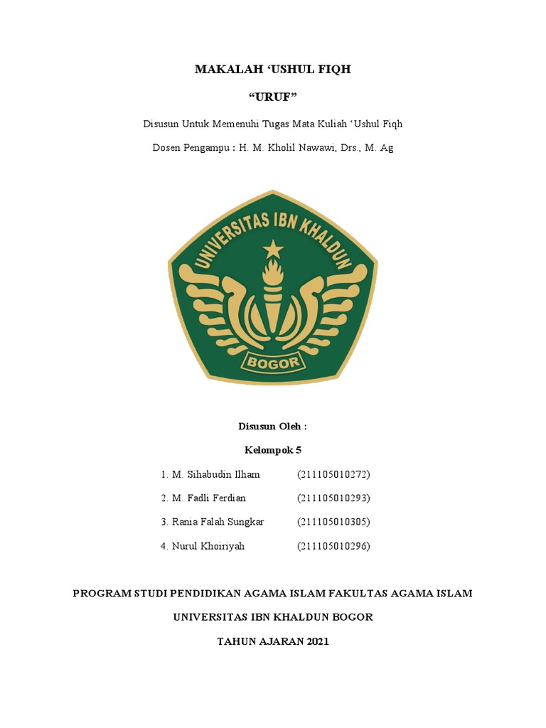 Uruf dalam Ushul Fiqh: Definisi dan Penerapan | PDF | Kajian Bahasa ...