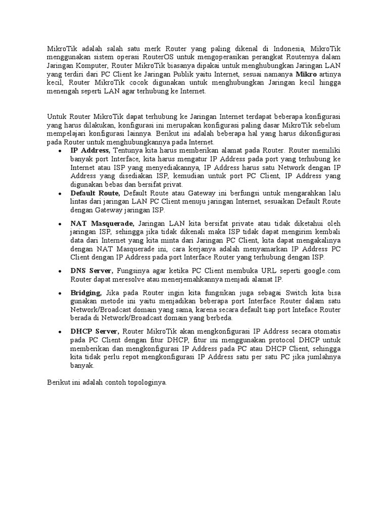 Setting Microtik Dan Modem | PDF | Komputer | Teknologi & Rekayasa