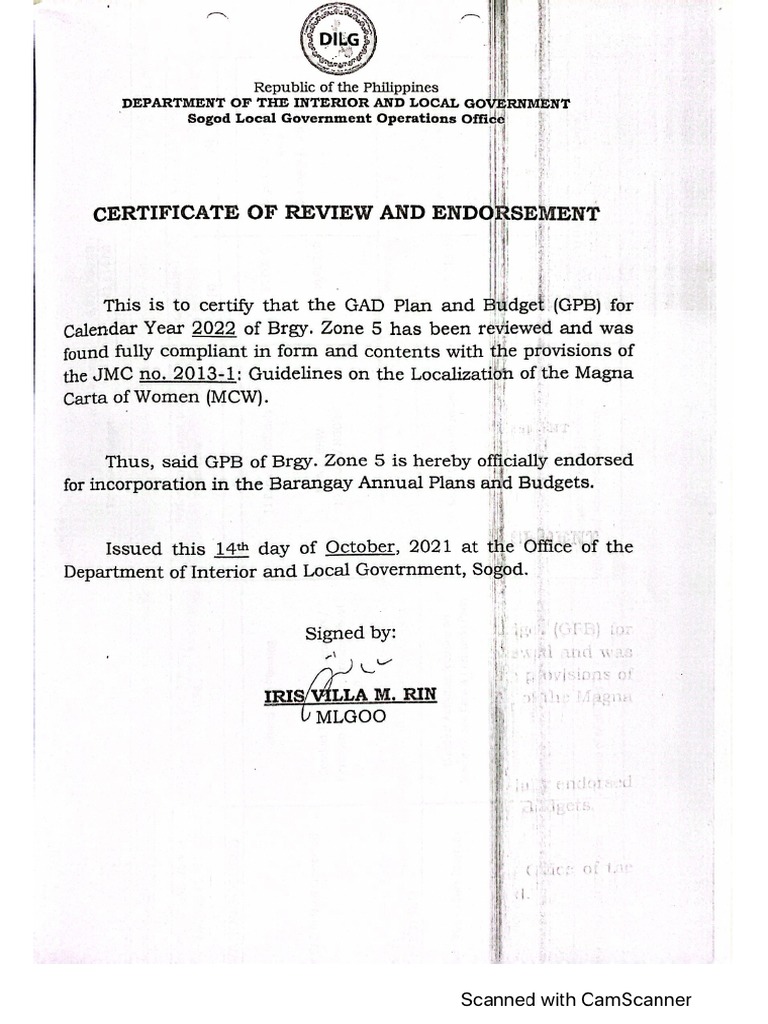 Approved GAD Plan and Budget 2022 | PDF