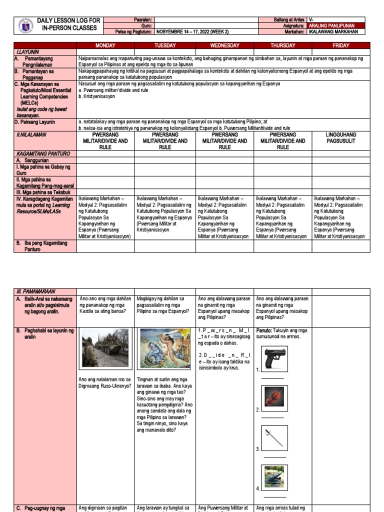 G5 Q2W2 DLL AP MELCs | PDF