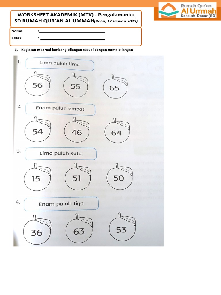 WORKSHEET MTK Tema 5 - PENGALAMANKU | PDF