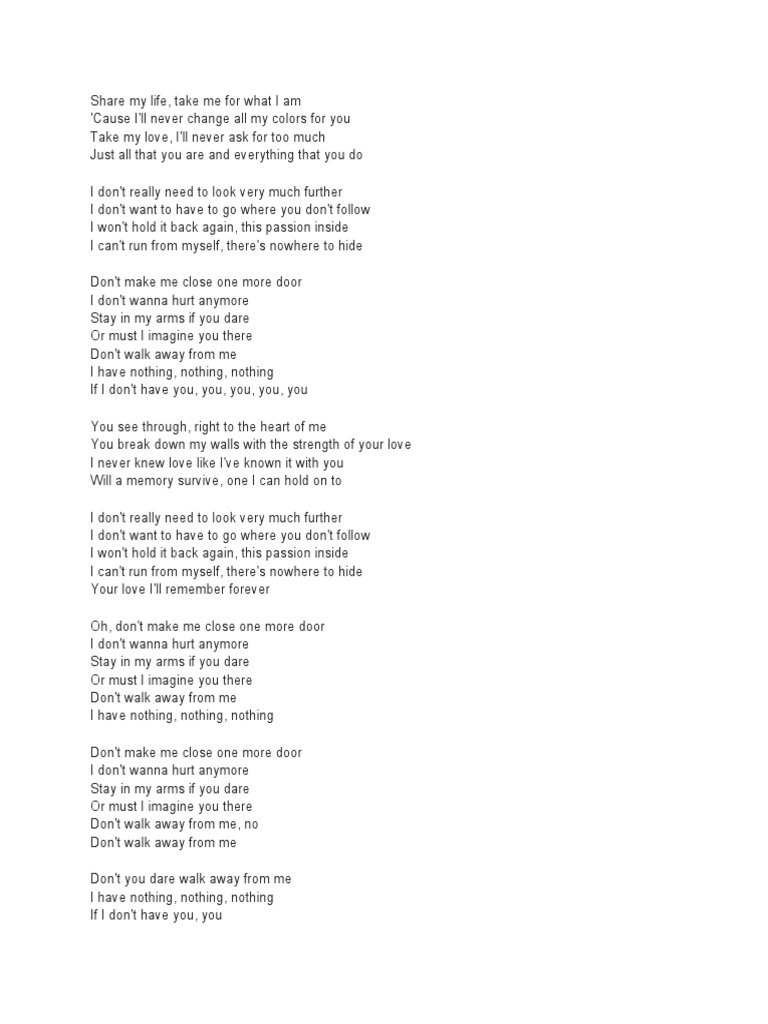 I Have Nothing Lyrics | PDF