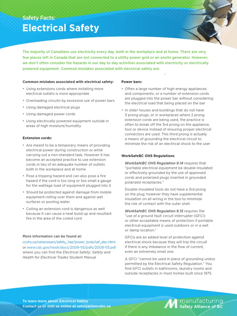 Electrical Safety Toolbox Talk | PDF | Ac Power Plugs And Sockets | Electricity
