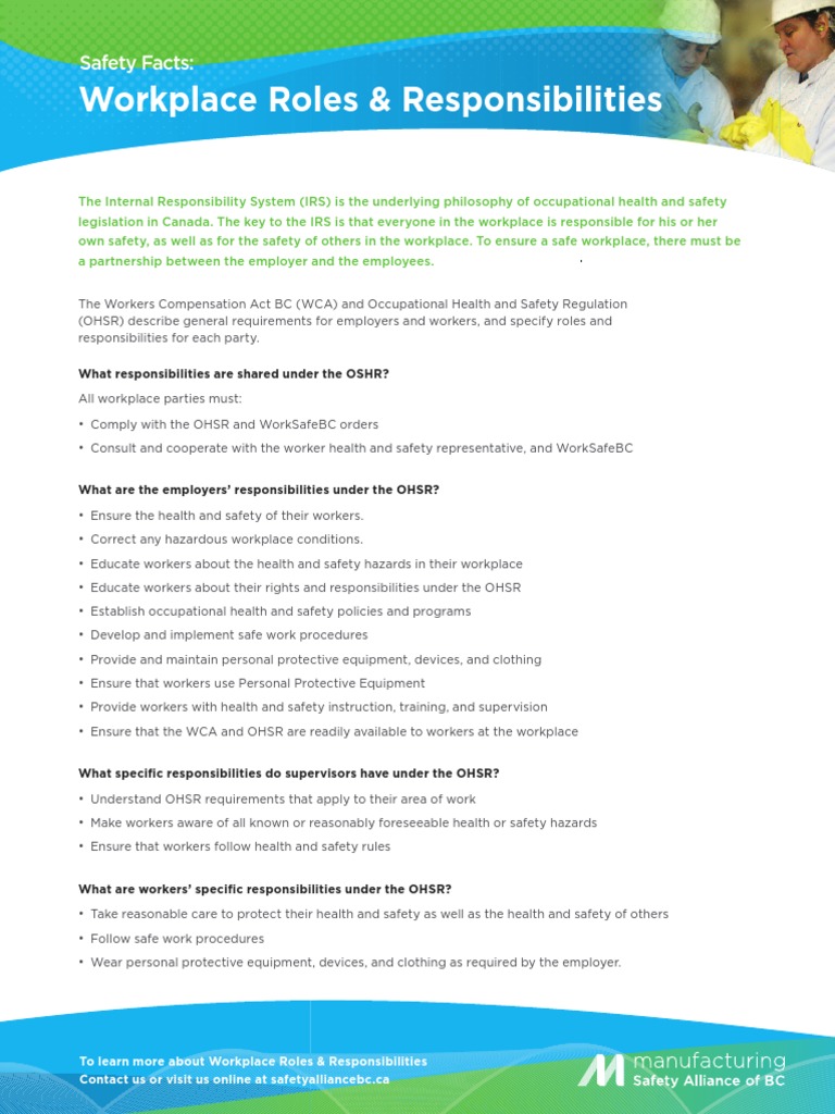 Workplace Roles Toolbox Talk | PDF | Occupational Safety And Health ...