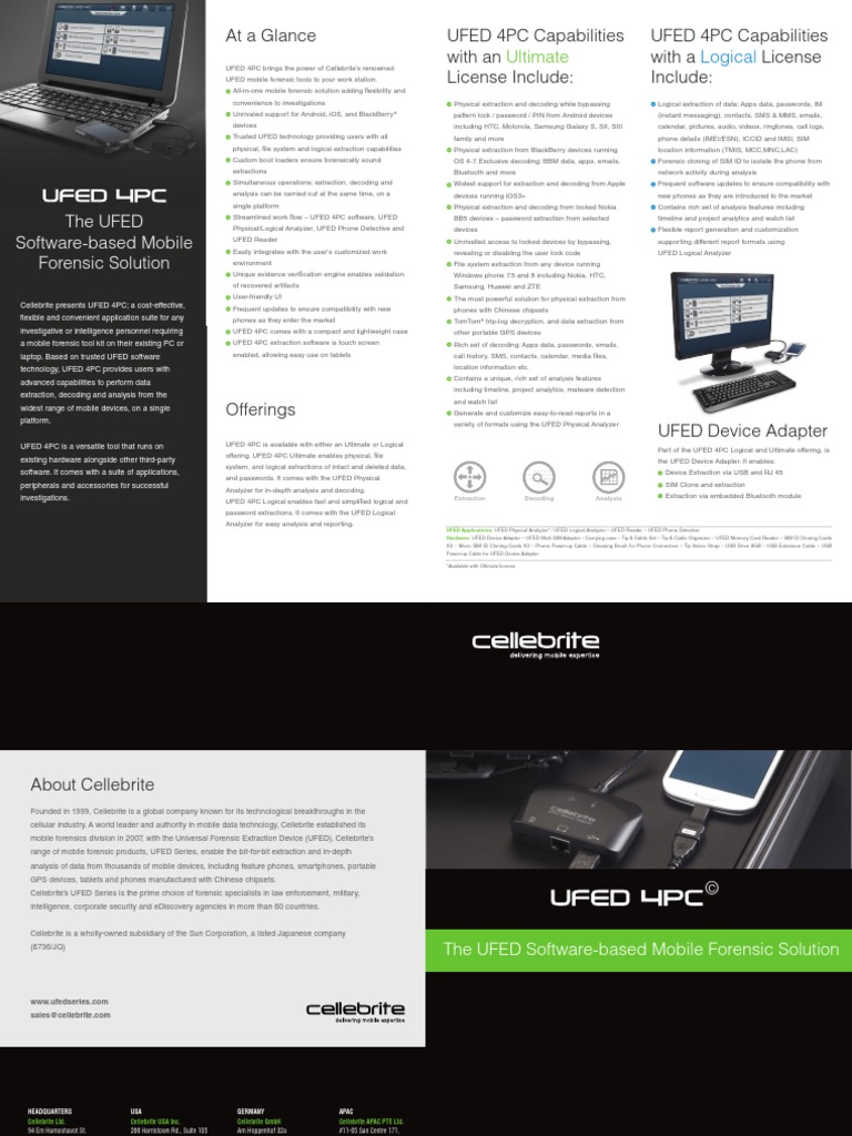 UFED-4PC Brochure | Download Free PDF | Usb | Electronics