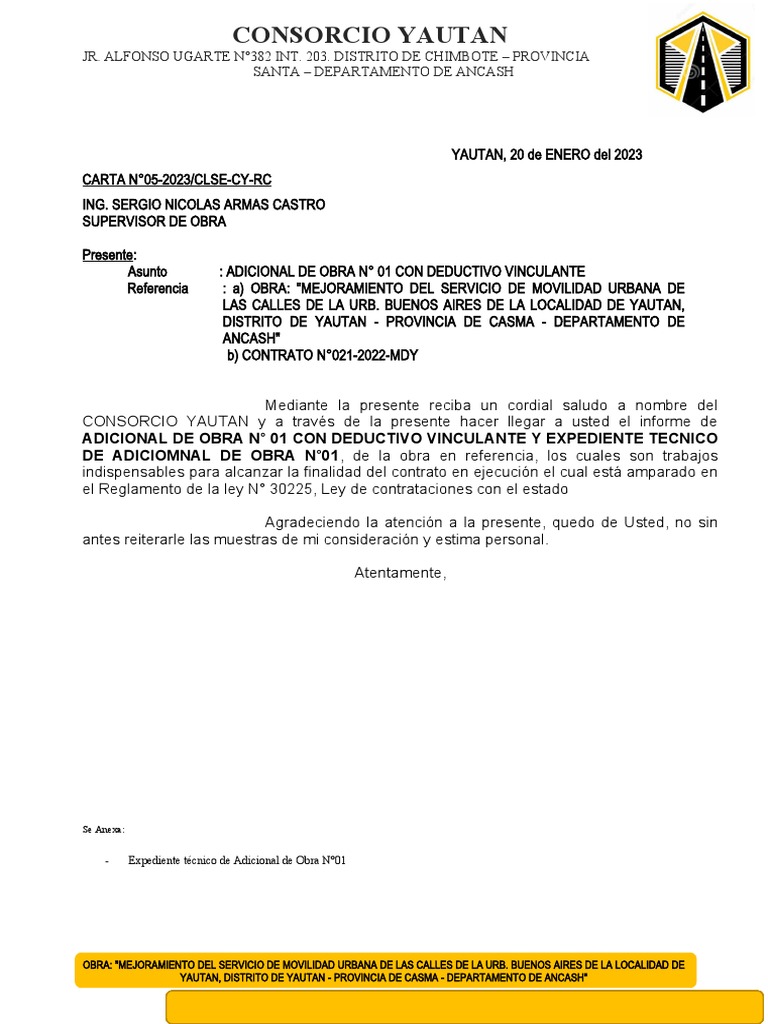 Informe de Adicional Deductivo Vinculante de Obra | PDF | Presupuesto