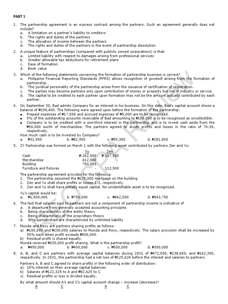 AFAR 1st Monthly Assessment | PDF | Partnership | Balance Sheet