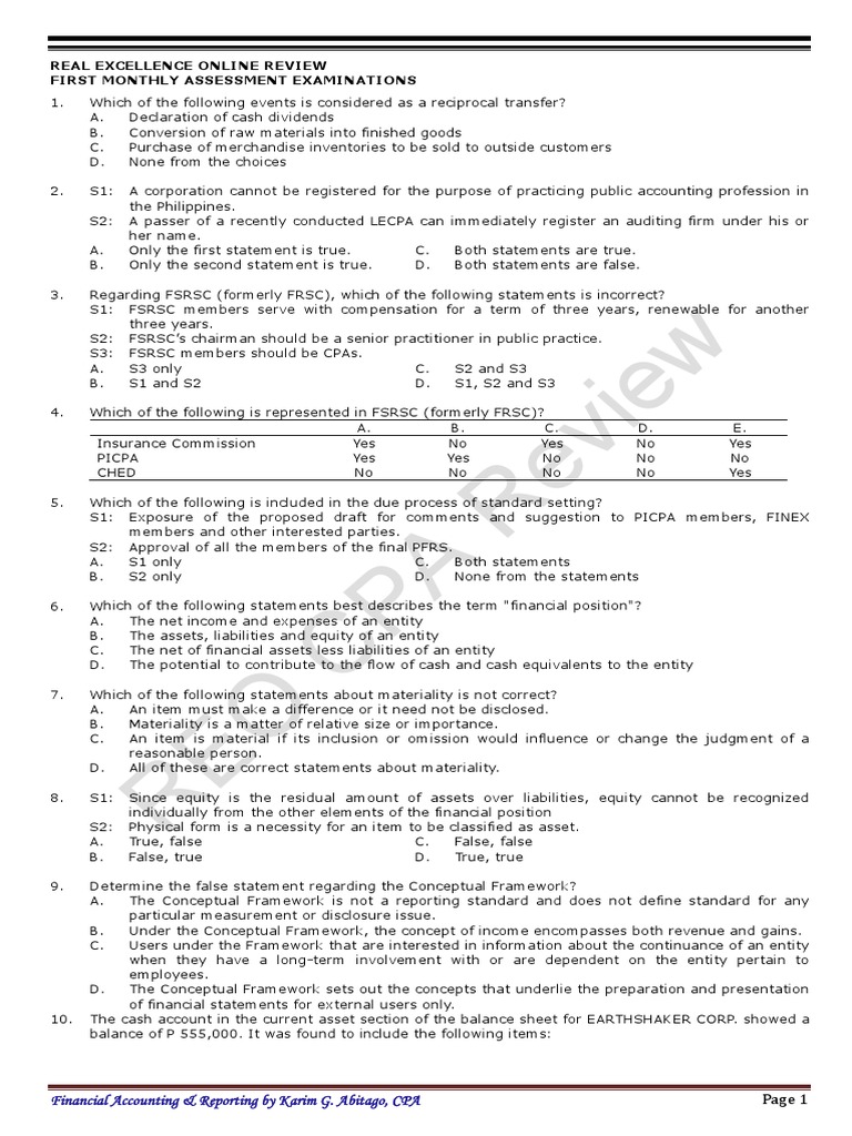 FAR 1st Monthly Assessment | PDF | Equity (Finance) | Loans