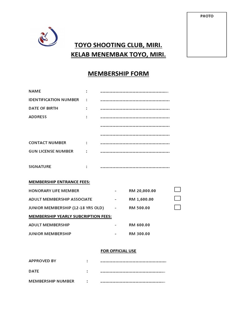 Toyo Shooting Club Membership Form Updated | PDF