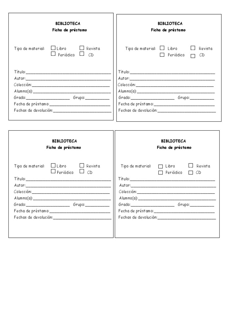 Ficha de Préstamo de Libros para Biblioteca | PDF