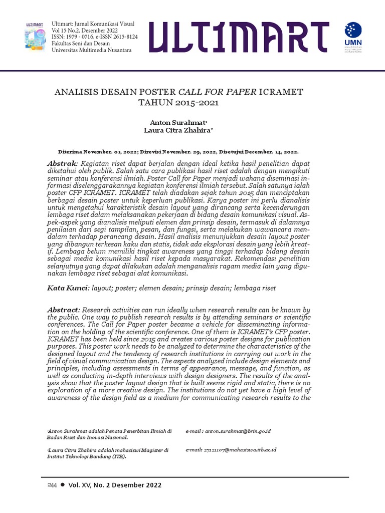Analisis Desain Poster Call For Paper ICRAMET Tahu | PDF