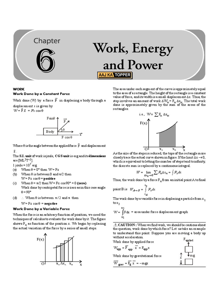 Chapter - 6 Work Energy and Power | PDF | Collision | Potential Energy