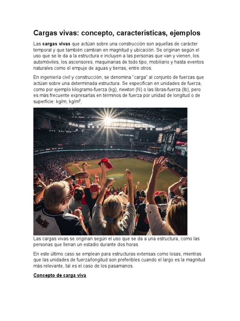 Cargas Vivas: Conceptos y Ejemplos | PDF | Fuerza | Peso