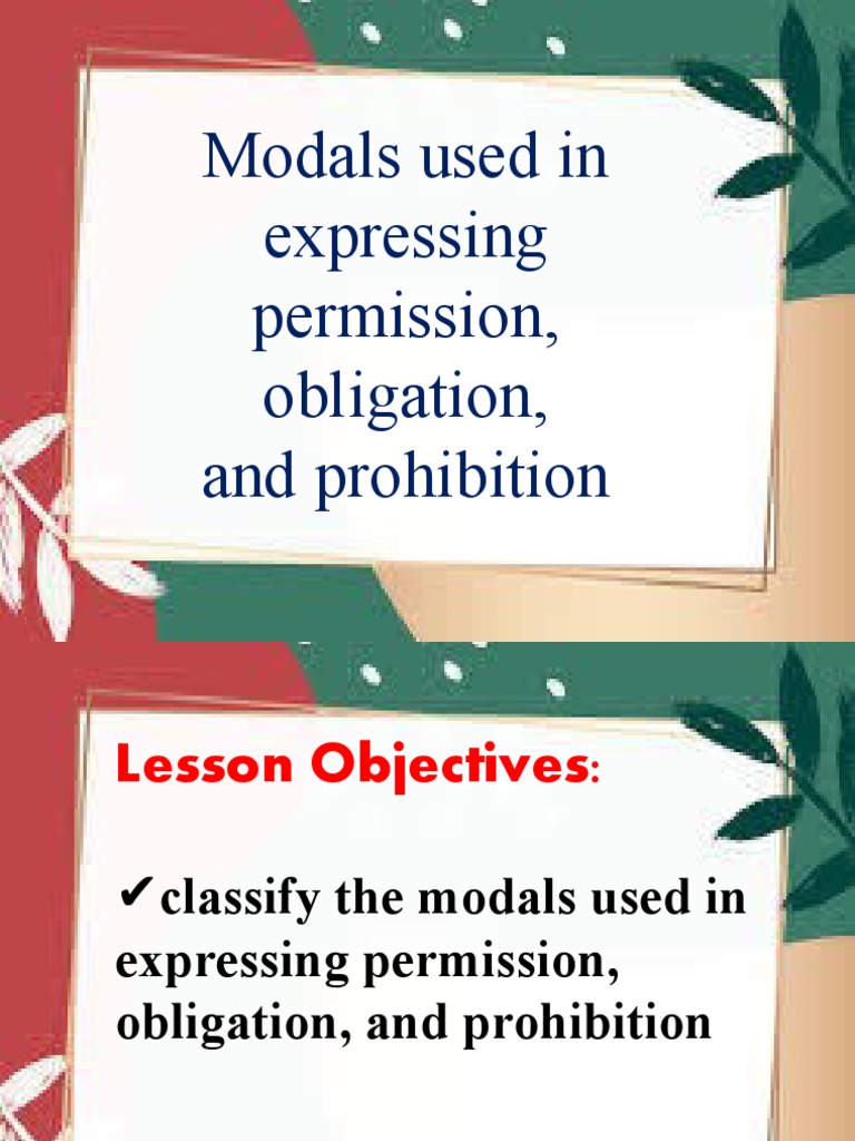 English 9 Q1 1 - Modals Used in Expressing Permission, Obligation, and ...