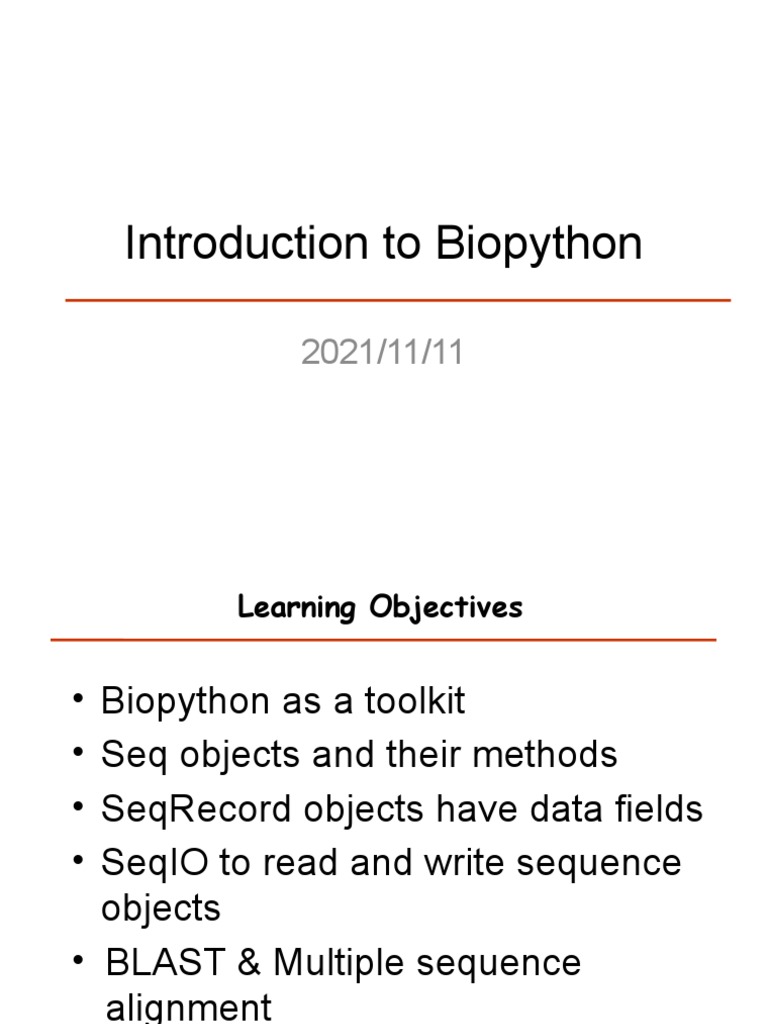 Bio Python 202111 | PDF | Translation (Biology) | Sequence Alignment