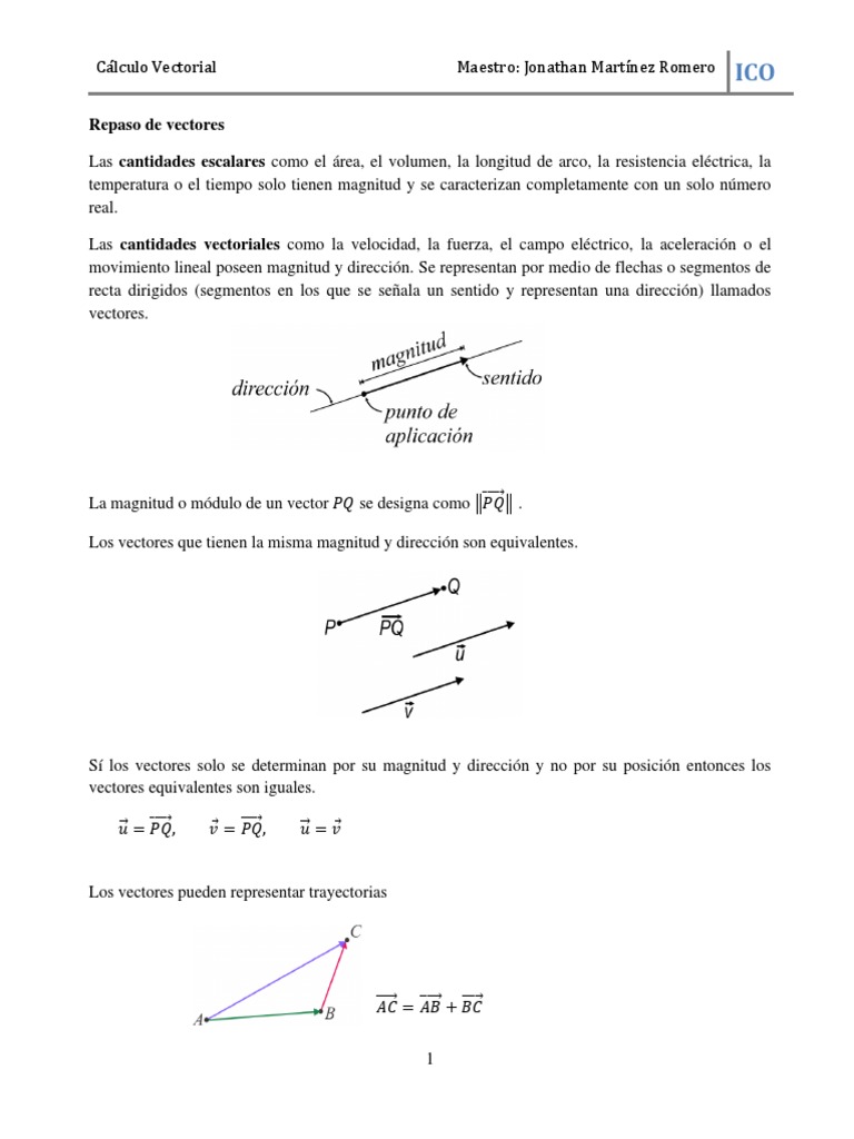 CálculoVectorial 01 | PDF | Espacio vectorial | Vector Euclidiano