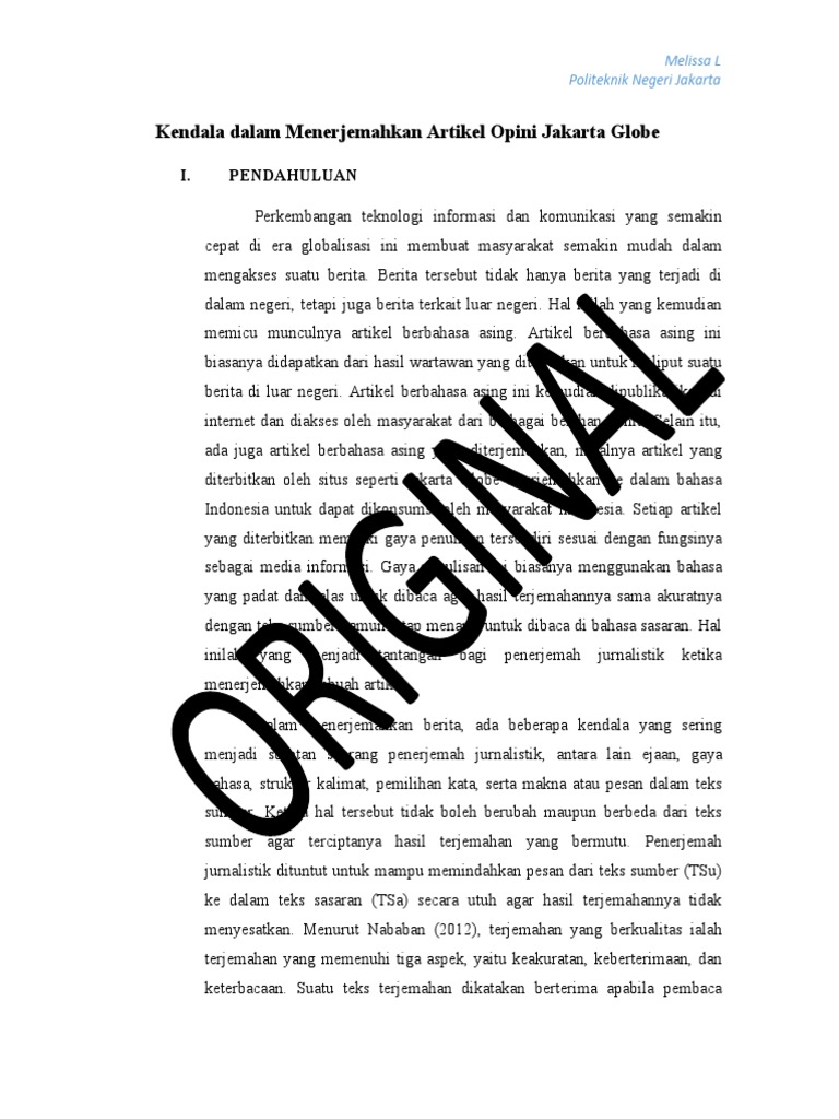 Kendala Dalam Penerjemahan Jurnalistik | PDF