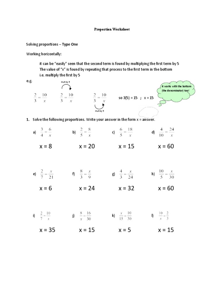 Proportion Worksheet KEY | PDF | Mathematics | Mathematical Objects