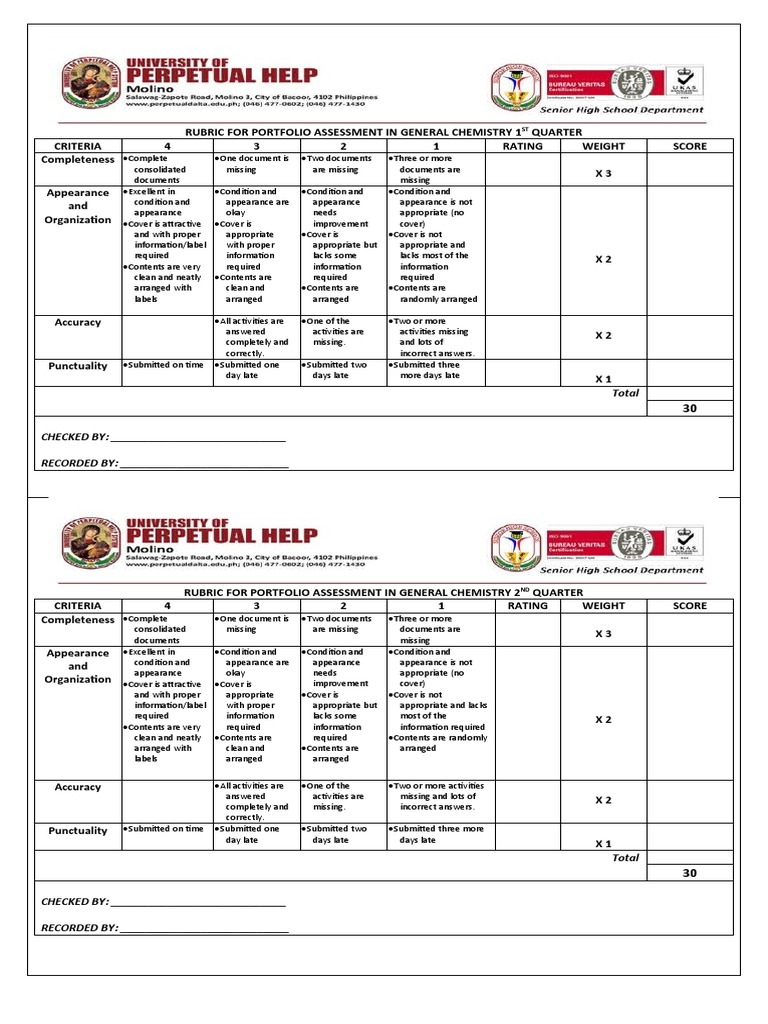 GEN CHEM Portfolio Templates | PDF