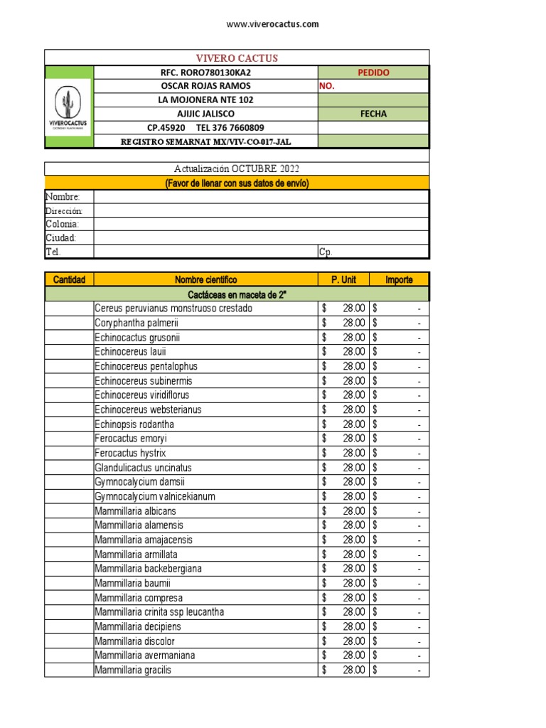Lista Octubre 2022 | PDF | Flora | Plantas de jardín