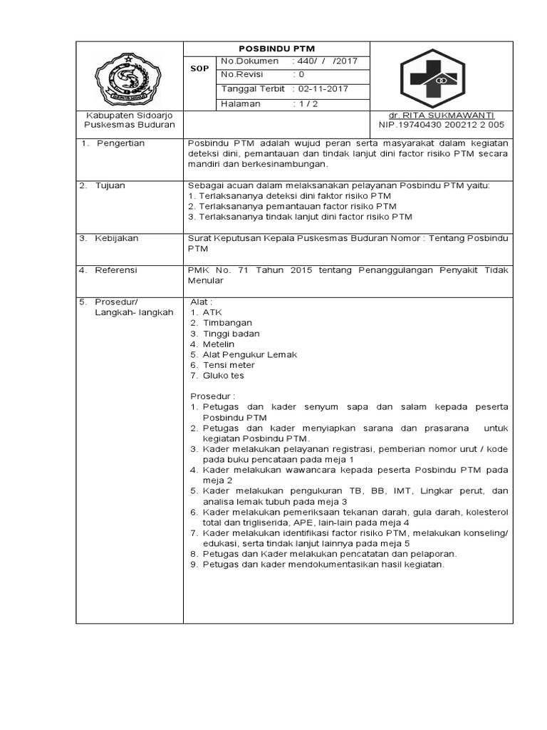 Sop Posbindu PTM Fix | PDF