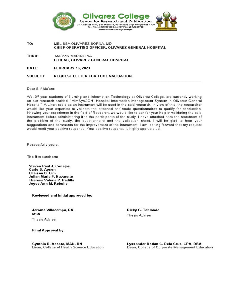 Request Letter Survey | PDF