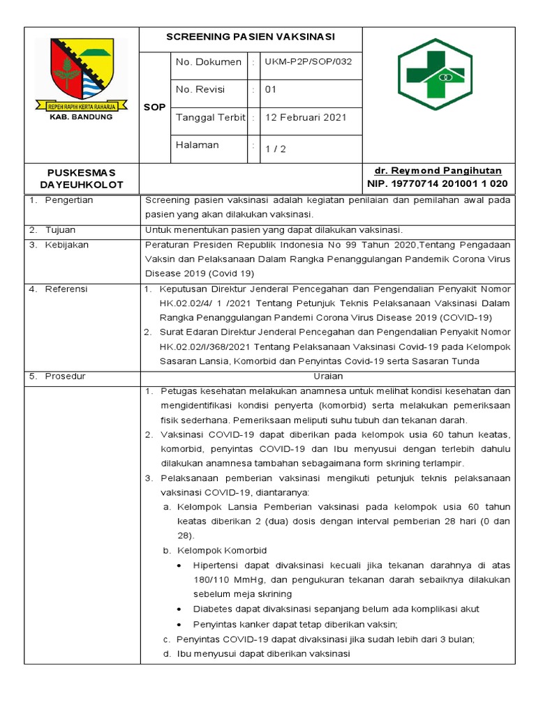 Sop Screening Pasien Rev | PDF