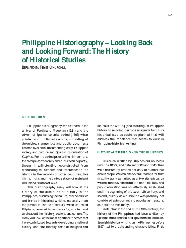 Philippine Historiography - Looking Back and Looking Forward - The History of Historical Studies ...