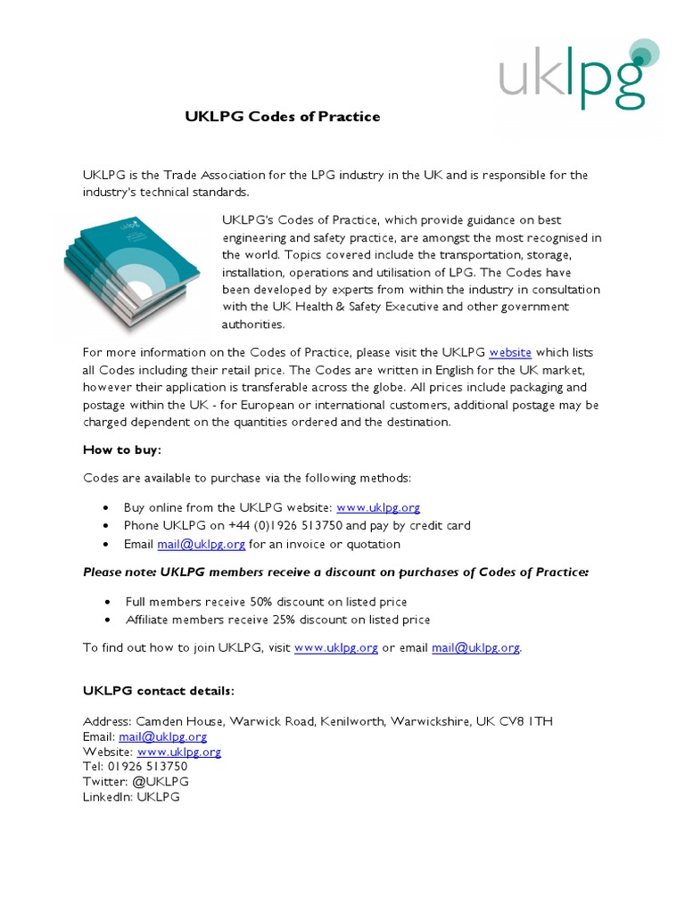 UKLPG Codes of Practice Overview | PDF | Liquefied Petroleum Gas | Gases