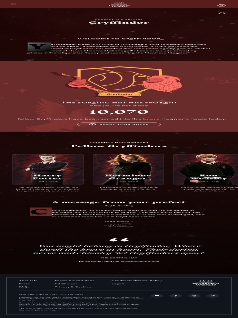 Wizarding World - Profile - Gryffindor | PDF | Harry Potter | Fantasy