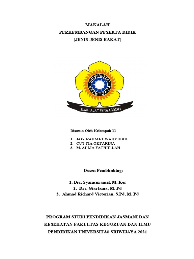 Makalah Jenis Jenis Bakat Kelompok 11 Kelas Indralaya 1 | PDF