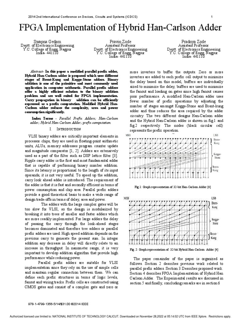 FPGA Implementation of Hybrid Han-Carlson Adder | PDF | Logic Gate | Field Programmable Gate Array