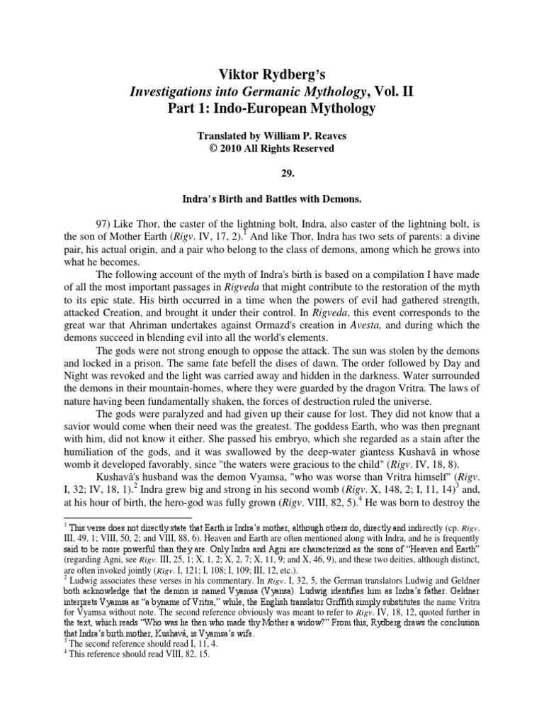 Indra's Birth and Battles With Demons | PDF | Thor | Germanic Paganism