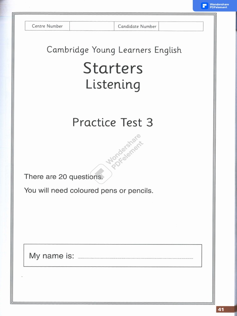 Succeed in Starters (Test 3) | PDF
