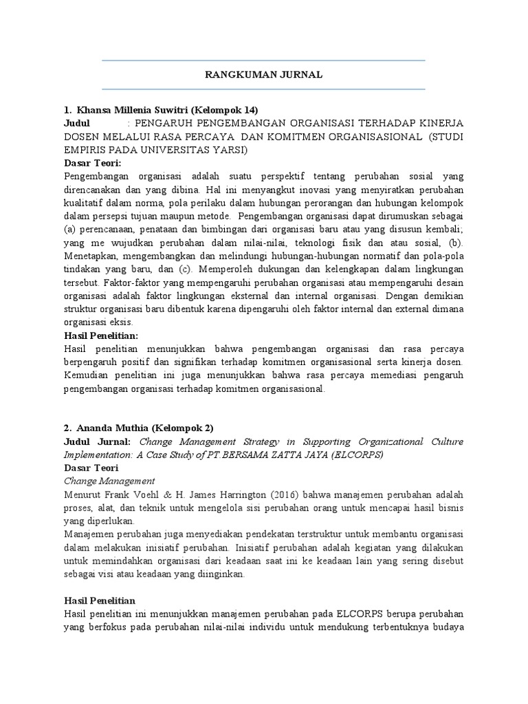 Rangkuman Jurnal | PDF | Karier & Perkembangan