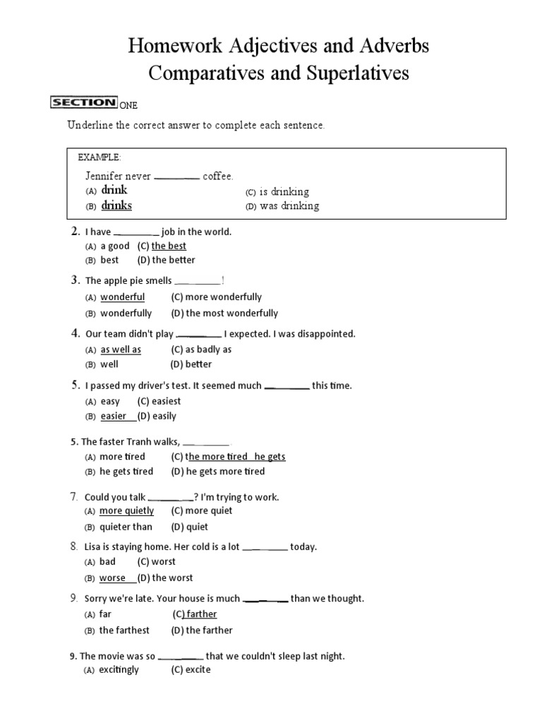 Adjectives and Adverbs As Comparatives and Superlatives | PDF ...